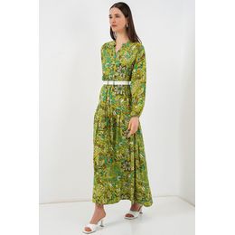 Gemustertes V-Ausschnitt Maxikleid