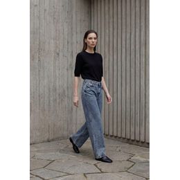 Hochtaillierte gerade Denim-Jeans
