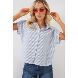 Gestreifte Popeline Button-Up Hemd