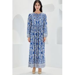 Muster Maxi-Kleid mit Bindeband