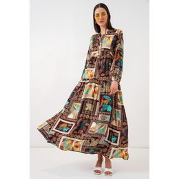 Gemustertes V-Ausschnitt Maxikleid