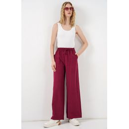 Hochtaillierte weite Hose mit Taschen