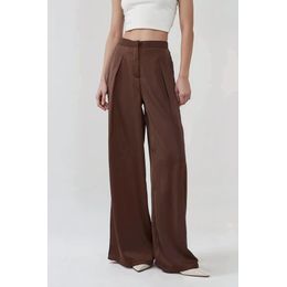 Hochtaillierte weite Satin-Palazzo-Hose