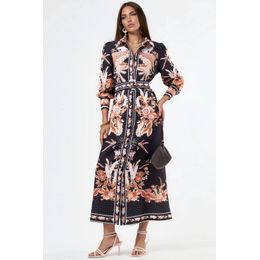 Blumiges Maxikleid mit G&uuml;rtel