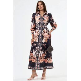 Blumiges Maxikleid mit G&uuml;rtel