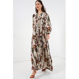 Gemustertes V-Ausschnitt Maxikleid