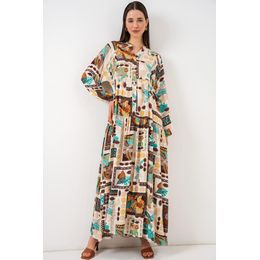 Gemustertes V-Ausschnitt Maxikleid