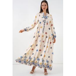 Gemustertes V-Ausschnitt Maxikleid