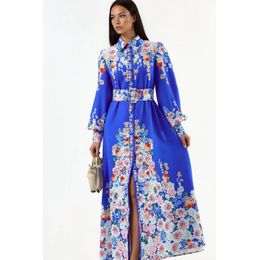 Floral Maxikleid mit Knopfverschluss
