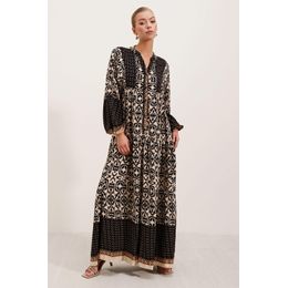 Gemustertes V-Ausschnitt Maxikleid