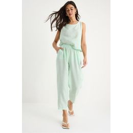 &Auml;rmellose Rundhalsbluse und Carrot-Fit-Hosen-Set