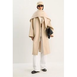 Oversized Schal-Kragen Knopfmantel