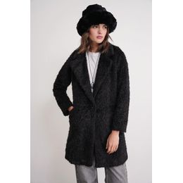 Strukturierter langer Mantel mit Jacketkragen