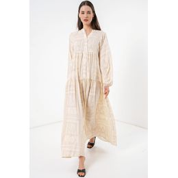 Gemustertes V-Ausschnitt Maxikleid