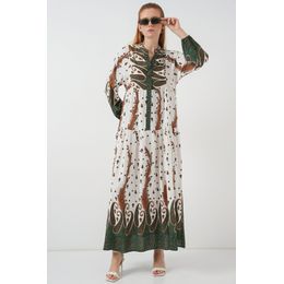 Gemustertes V-Ausschnitt Maxikleid