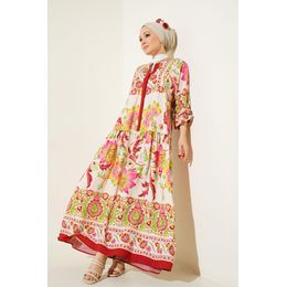 Gemustertes V-Ausschnitt Maxikleid