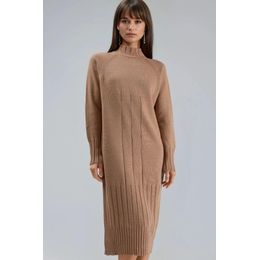 Halb-Turtleneck Midi Strickkleid