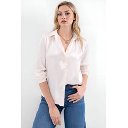 Satin Langarm-Hemd mit Knopfleiste