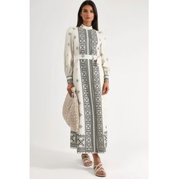 Mandarinkragen Geometrisch Paneeliertes Maxikleid