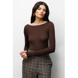 Schlanke Passform Boot-Ausschnitt Bluse