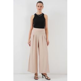Falten Midikrepp-Hose mit weitem Bein