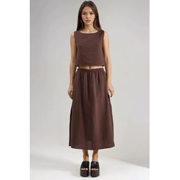 Crop-Bluse & Rock mit Schlitzdetails Muslin Zweiteiliges Set