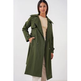 Doppelreihiger, langer trenchcoat mit Taschen
