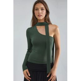 Ein&auml;rmelige Bluse mit Schalldetail