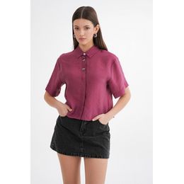 Kurzarm-Crop-Shirt mit Steinzubeh&ouml;r
