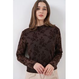 Flockdruck Rundhalsausschnitt Bluse