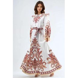 Maxikleid mit Paisleydruck und Bindedetail