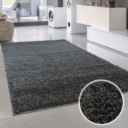 Hochflor-Teppich Carpet City "Shaggi uni 500" Gr. 3, grau (dunkelgrau), B:120cm H:30mm L:170cm, Kunstfaser, Teppiche, L&auml;ufer, Shaggy, Uni, Langflor, weich, Wohnzimmer, Schlafzimmer, Kinder