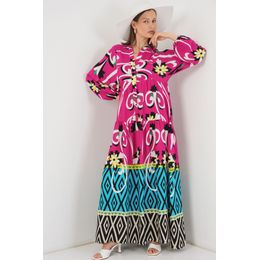 Muster Maxi-Kleid mit V-Ausschnitt
