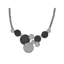 Steuer Modeschmuck Collierkette Metallcollier mit glitzernder Kreiszierde rhodiumf.