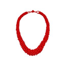 Steuer Modeschmuck Kette Glasperle Rot gerflochten