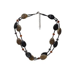 Steuer Modeschmuck Collier zweireihig mit Kunststoffelementen schwarz und braun