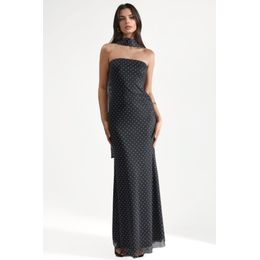 P&uuml;nktchen Tr&auml;gerloses Maxikleid mit Schals Detail