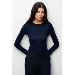 Slim-Fit Langarmshirt mit Rundhalsausschnitt