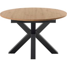 Esstisch "New Atlanta", schwarz (vulkanschwarz supermatt, asteiche, vulkanschwarz supermatt, asteiche), H:81cm, SET ONE BY Musterring, Tische, Esstisch, mit runder Platte, ausziehbar, Stern-Fu&szlig;, Ma&szlig;e &Oslash;130cm (170x130cm)