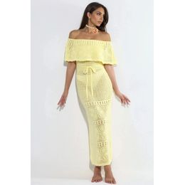 Strick Maxi Bardot Neck Strandkleid