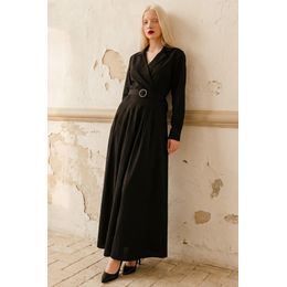 Maxikleid mit G&uuml;rtel und langen &Auml;rmeln