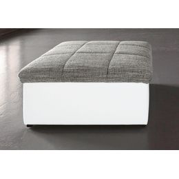 Hocker DOMO collection "SPLASH 87x87 cm, komfortabel, modernes Design", grau (wei&szlig;, grau), B:87cm H:40cm T:87cm, Kunstleder SOFTLUX / Struktur (90% Polyester, 10% Polyacryl);Luxus-Microfaser (100% Polyester)/ Struktur (90% Polyester, 10% Polyacryl), Hocker, Polsterhocker