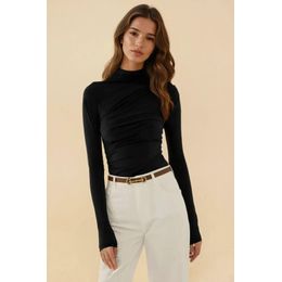 Hochkragen Bluse mit Drapierungsdetails