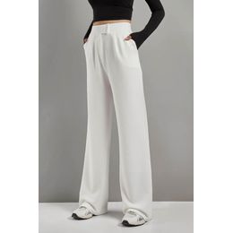 Hochtaillierte elastische Crepe Palazzo-Hose