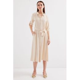Strukturiertes Midikleid mit Schleife