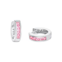 Paar Creolen Amor "2023062, 2023068", bunt (silberfarben, rosa, rosa), Ohrringe, Damen, Silber 925 (Sterlingsilber), mit Zirkonia (synth.)
