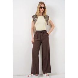 Hochtaillierte weitem Beinform Hose mit Tasche