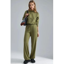 Modal Touch Halb-Halsbedecktes Bluse & Elastische Taillenhose