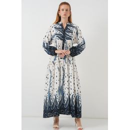 Gemustertes V-Ausschnitt Maxi-Kleid