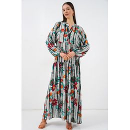 Gemustertes V-Ausschnitt Maxikleid